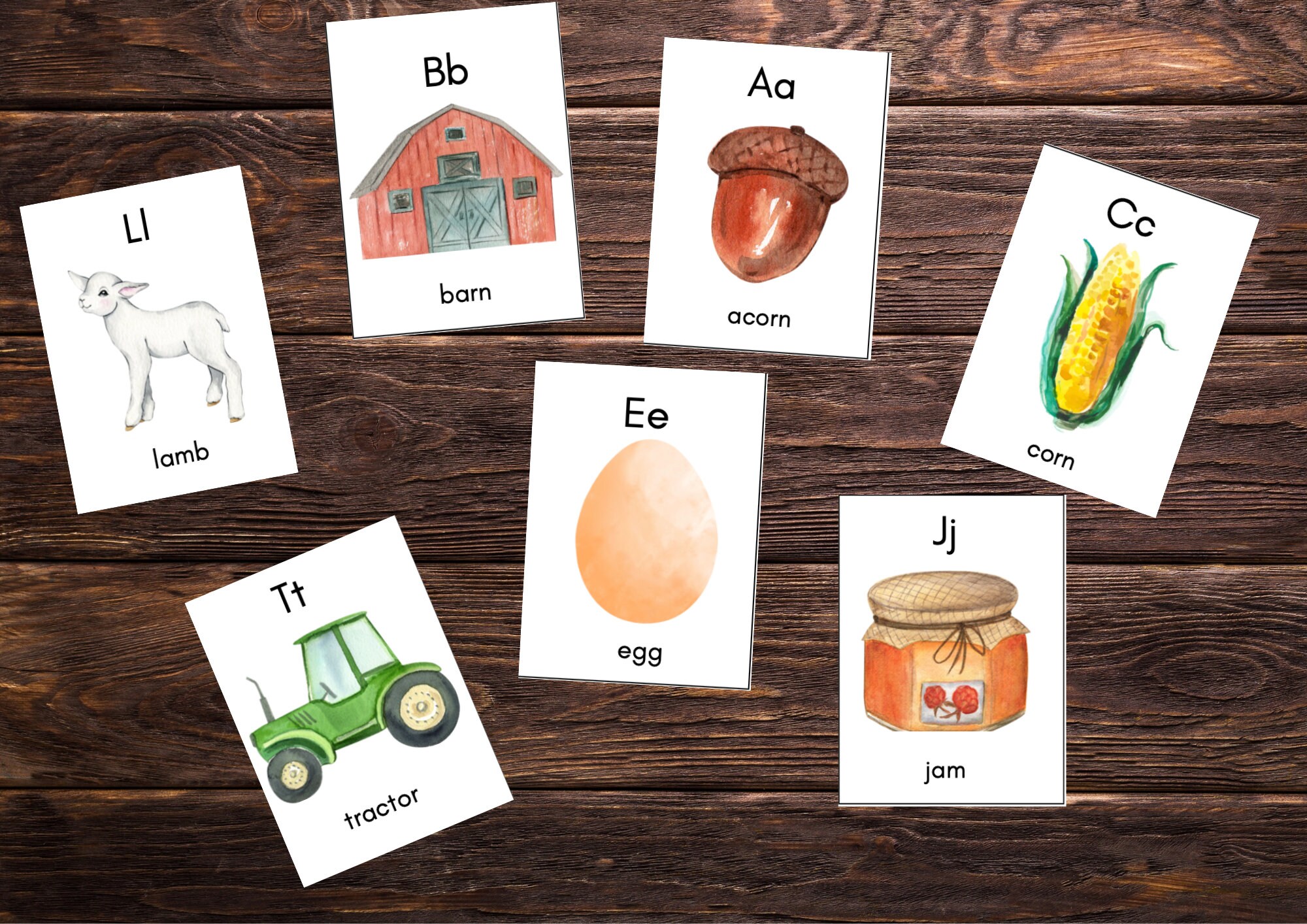 Printable Alphabet Cards Farm - Etsy Australia
