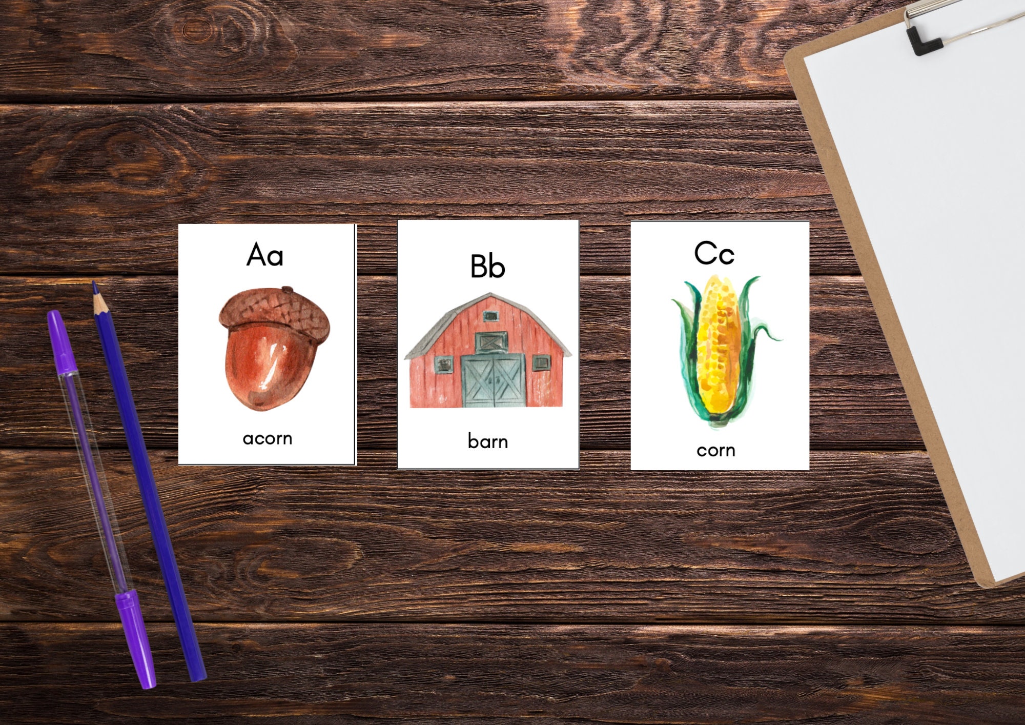Printable Alphabet Cards Farm - Etsy Australia