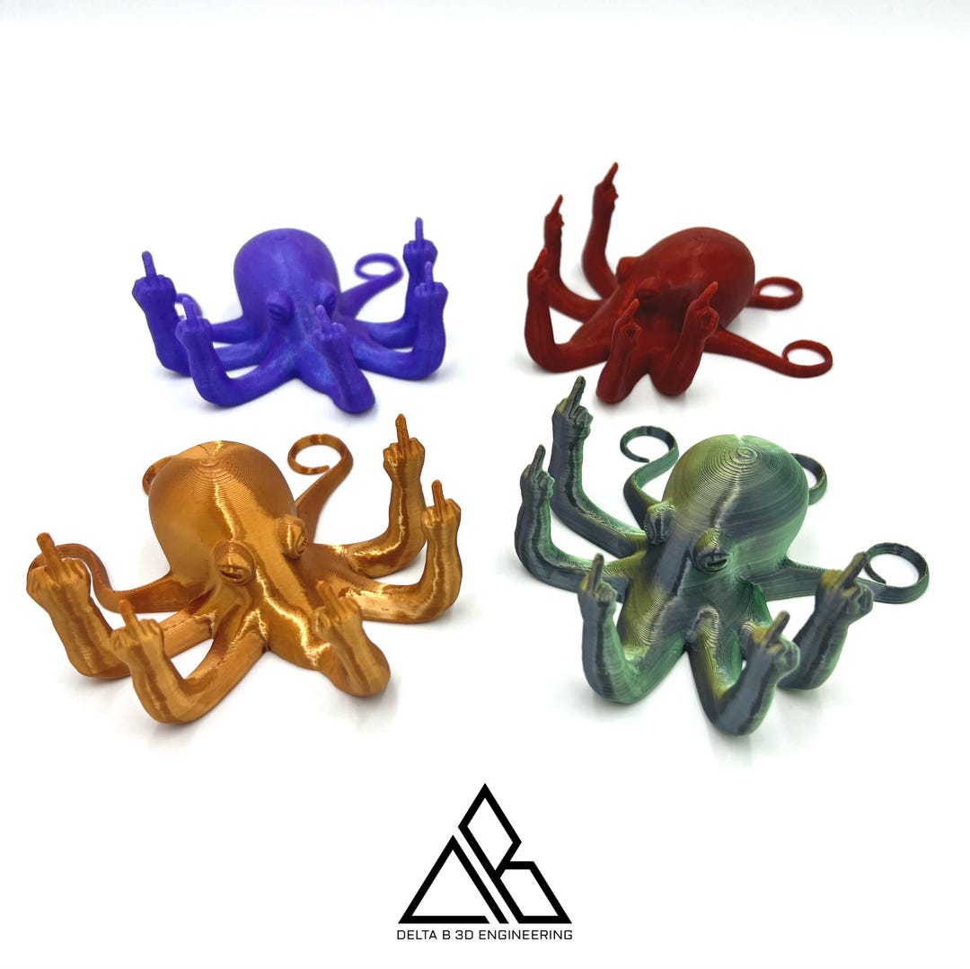 Fucktopus Octopus - Middle Finger - Rude - Vulgar - Prank Gift - Desk ...