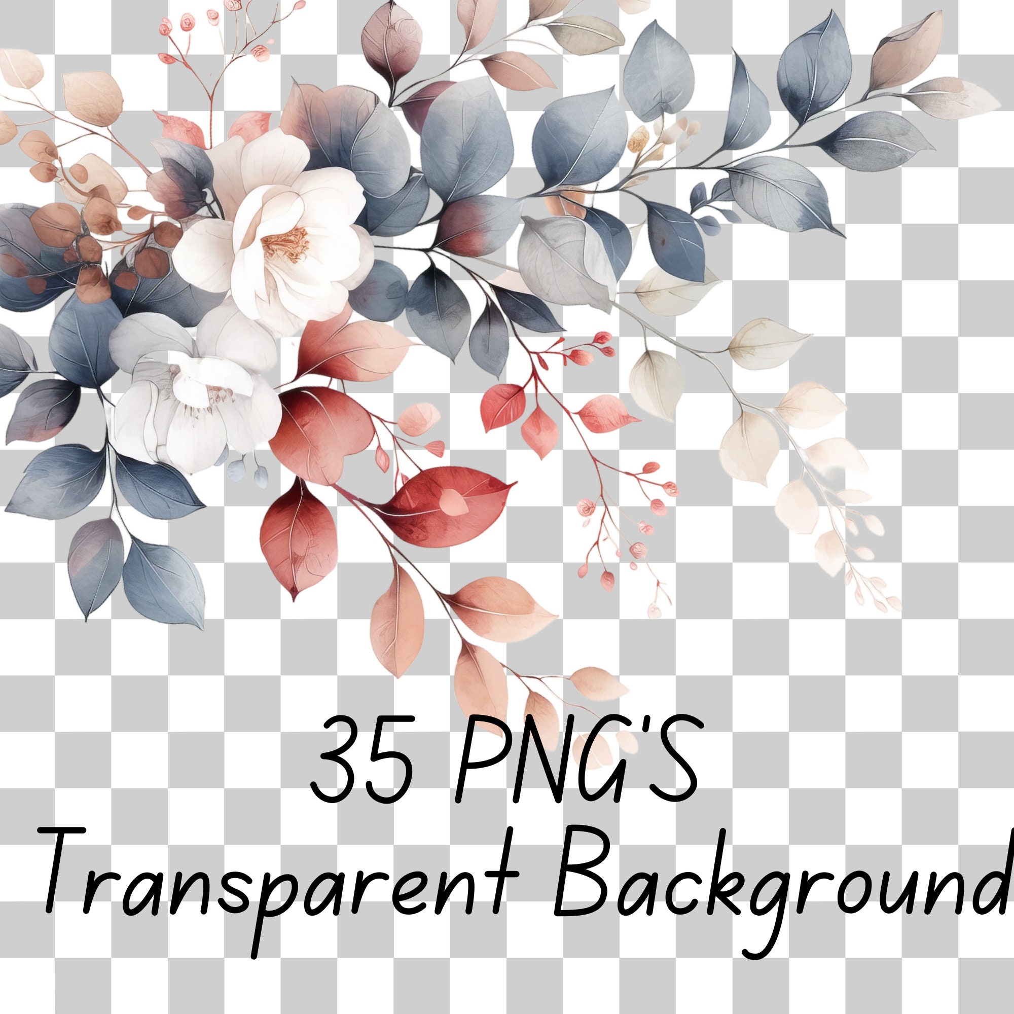 Blue Floral PNG Blue Watercolor Floral Clipart Wedding Invitations ...