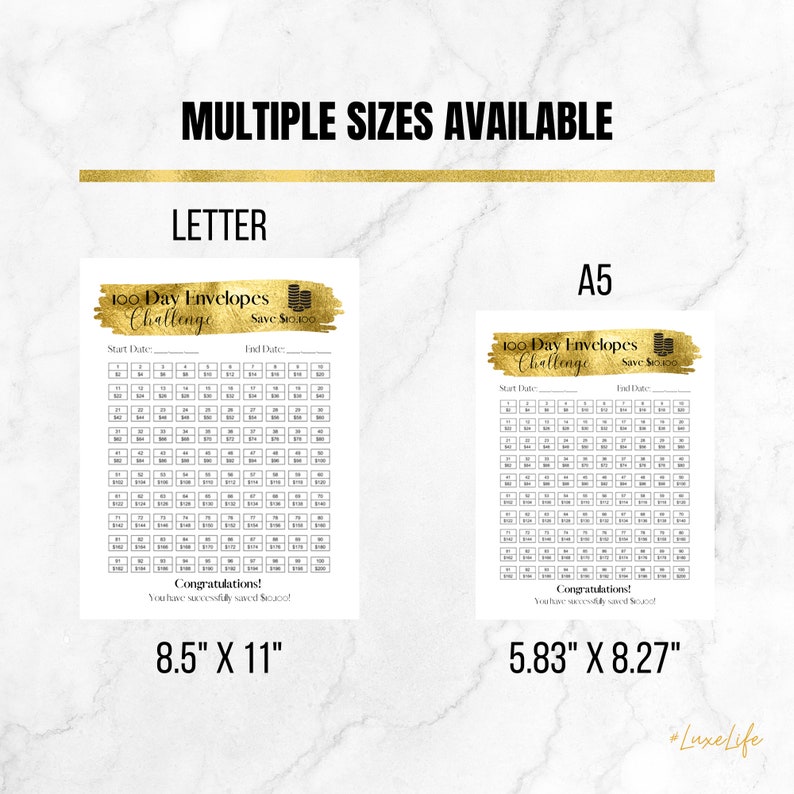 100 Day Envelope Challenge - Save 3,000 - INSTANT DIGITAL DOWNLOAD - Etsy