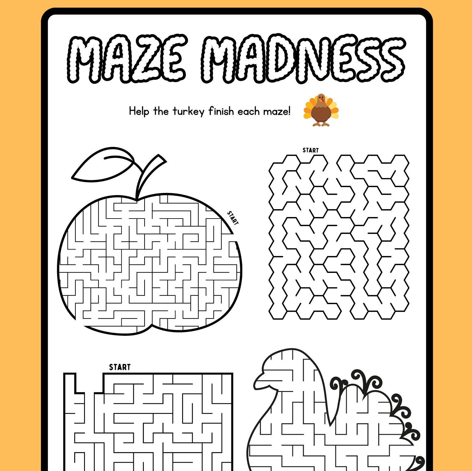 Thanksgiving Fun Activity Pack 10 Learning Worksheets - INSTANT DIGITAL ...