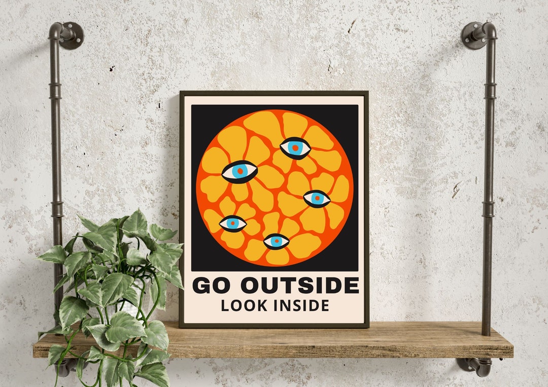 Go Outside Look Inside Retro Style Digital Download Wall Art - Etsy