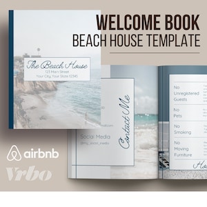 Airbnb Welcome Book Template | Beach House Rules | Wifi Info | Coastal ...