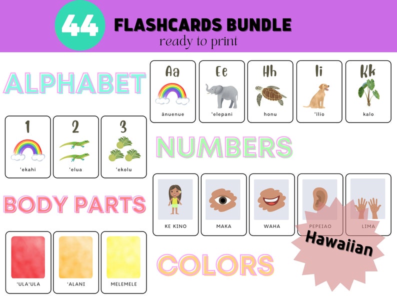 Hawaiian Educational Printable Flash Cards: Hawaiian Alphabet - Etsy