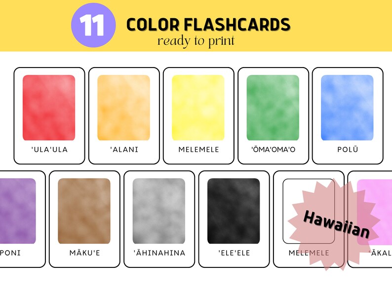 Hawaiian Educational Printable, Colors in Hawaiian, 'Ōlelo Hawai'i ...