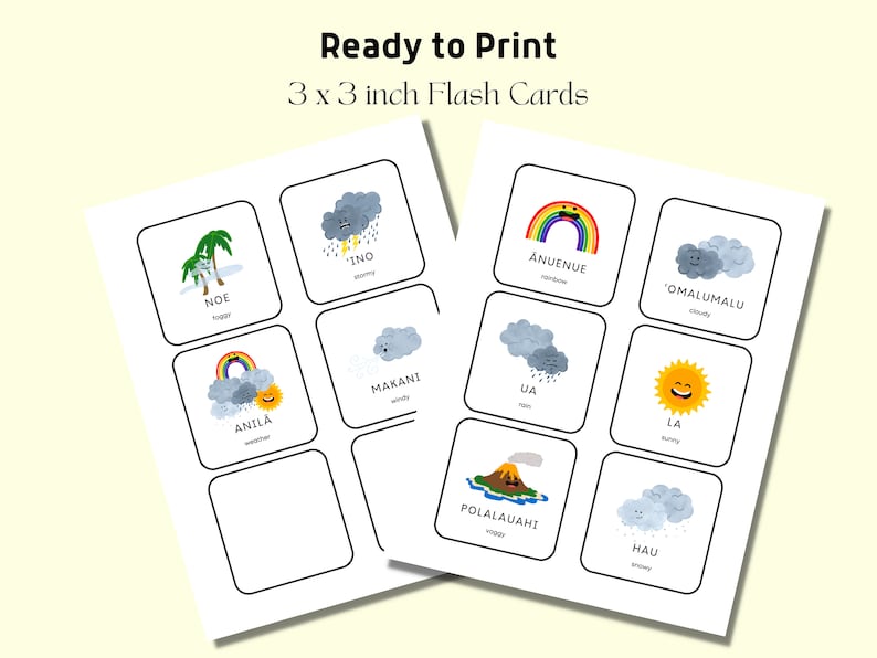 Hawaiian Educational Printable, Weather in Hawaiian, 'Ōlelo Hawai'i ...