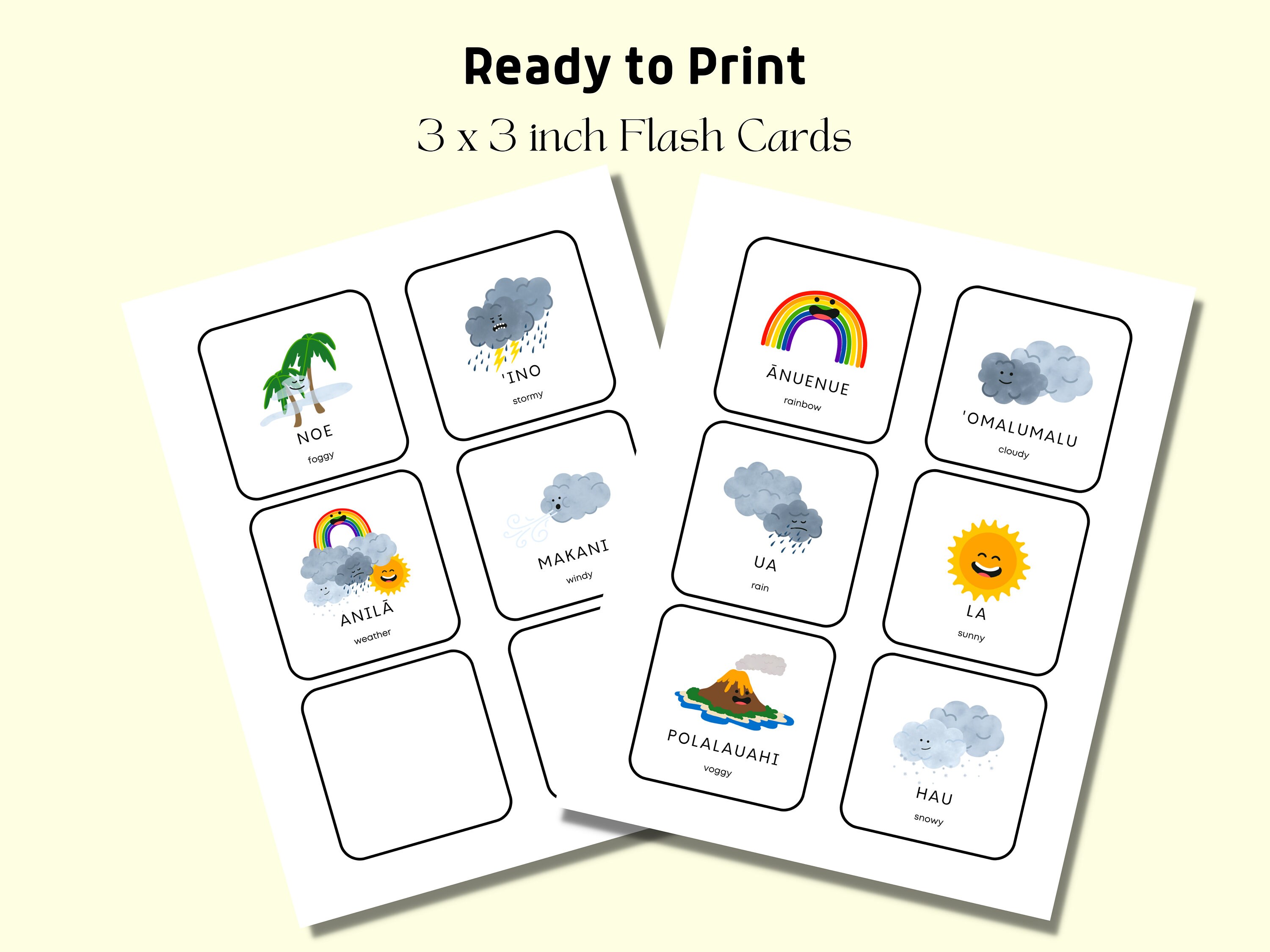 Hawaiian Educational Printable, Weather in Hawaiian, 'Ōlelo Hawai'i ...