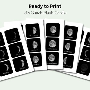 Hawaiian Moon Phases, Printable Flashcards, Hawaiian Lunar Month, Ke ...