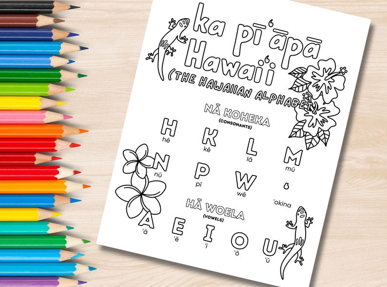 Hawaiian Alphabet Coloring Pages, Ka Pī'āpā, Digital Download ...