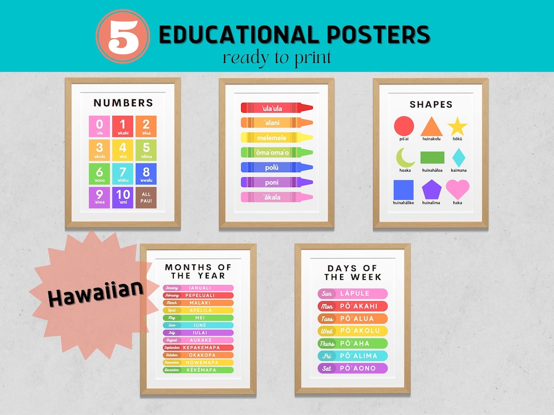 Hawaiian Educational Posters, 5 Home School Printables, Hawaiian ...