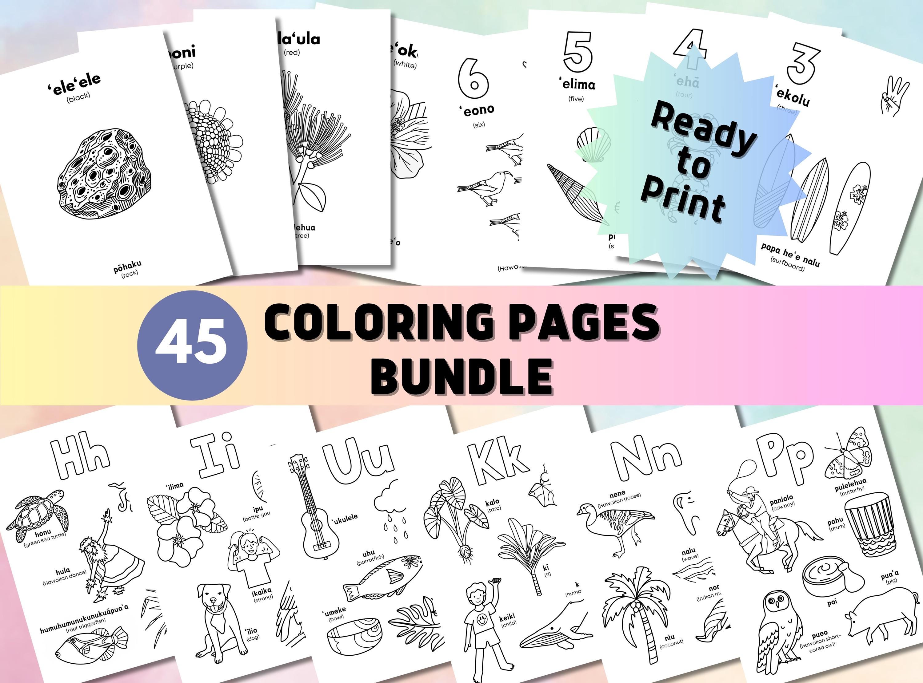 Hawaiian Coloring Pages, ʻŌlelo Hawaiʻi, Digital Download, Educational ...
