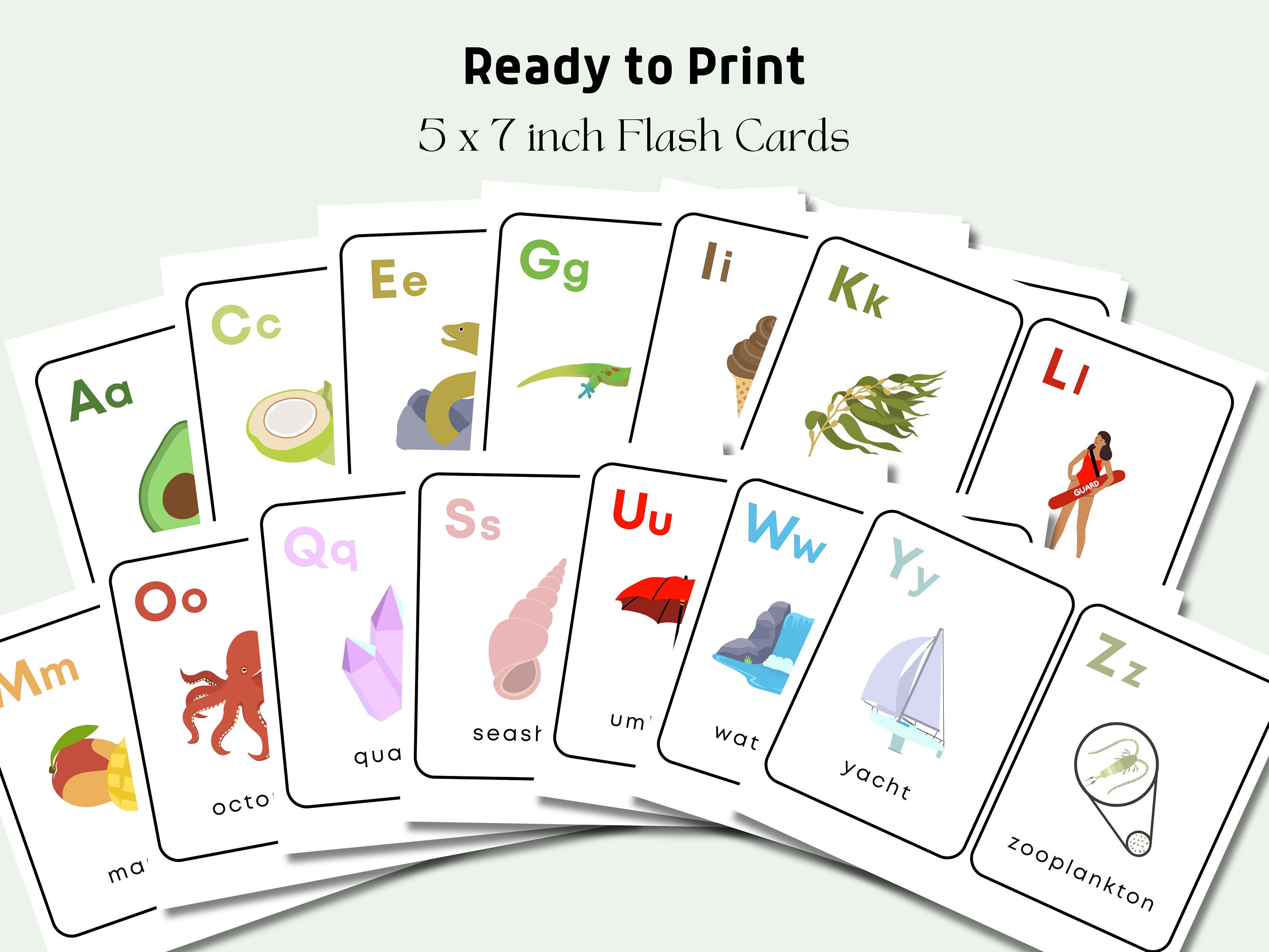 Tropical Hawaii Inspired Alphabet Flashcards, Printable Flash Cards ...