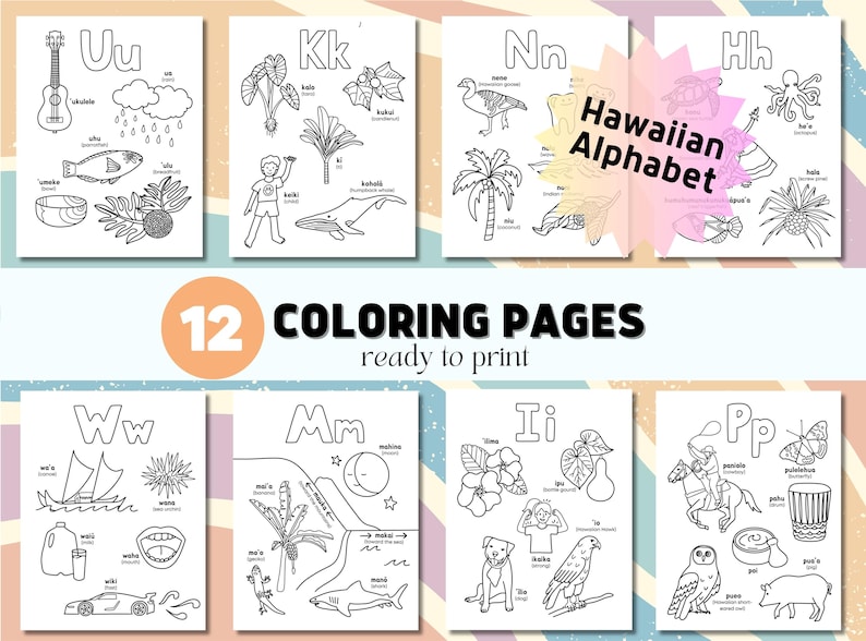 Hawaiian Alphabet Coloring Pages, Ka Pī'āpā, Digital Download ...