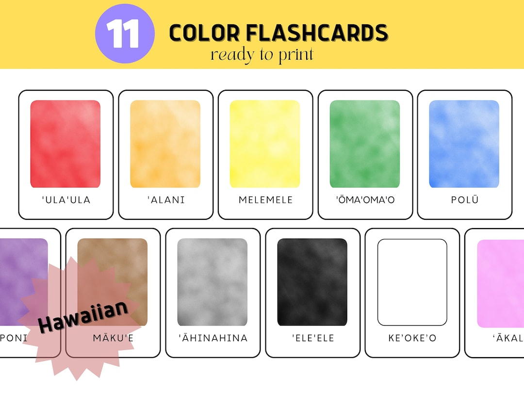 Hawaiian Educational Printable, Colors in Hawaiian, 'Ōlelo Hawai'i ...