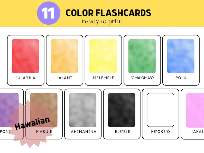Hawaiian Educational Printable, Colors in Hawaiian, 'Ōlelo Hawai'i ...