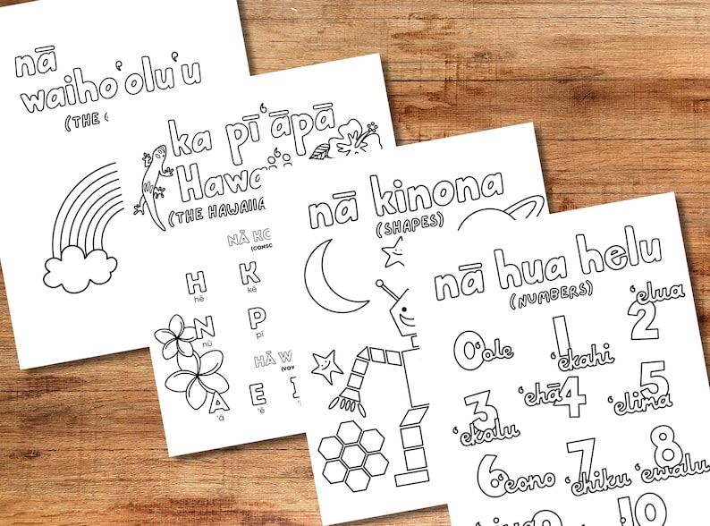 Hawaiian Coloring Pages, ʻŌlelo Hawaiʻi, Digital Download, Educational ...