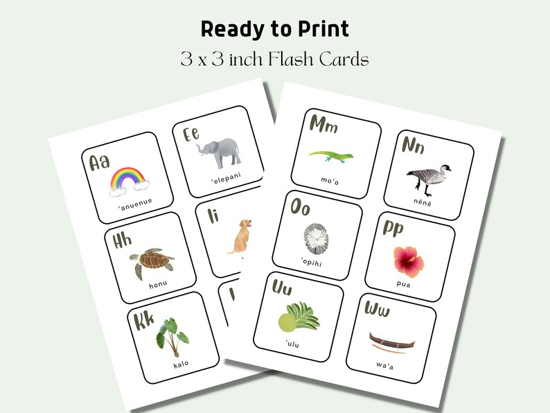 Hawaiian Educational Printable Flash Cards: Hawaiian Alphabet, Numbers ...