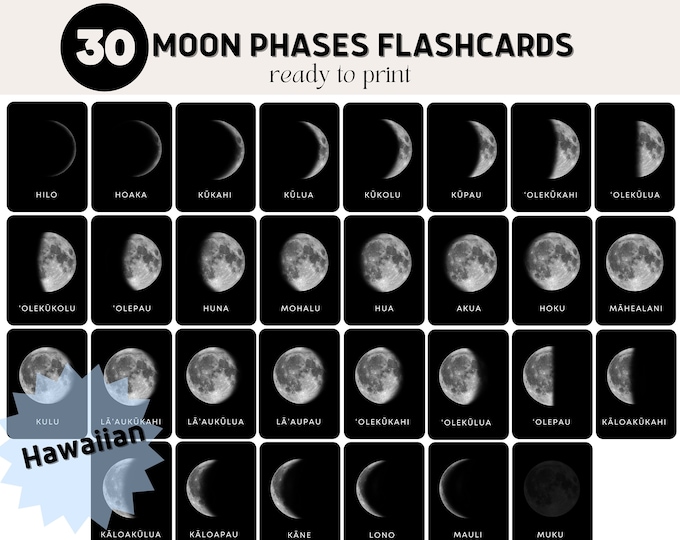 Hawaiian Moon Phase Flash Cards // Moon Phases // Flash Cards - Etsy