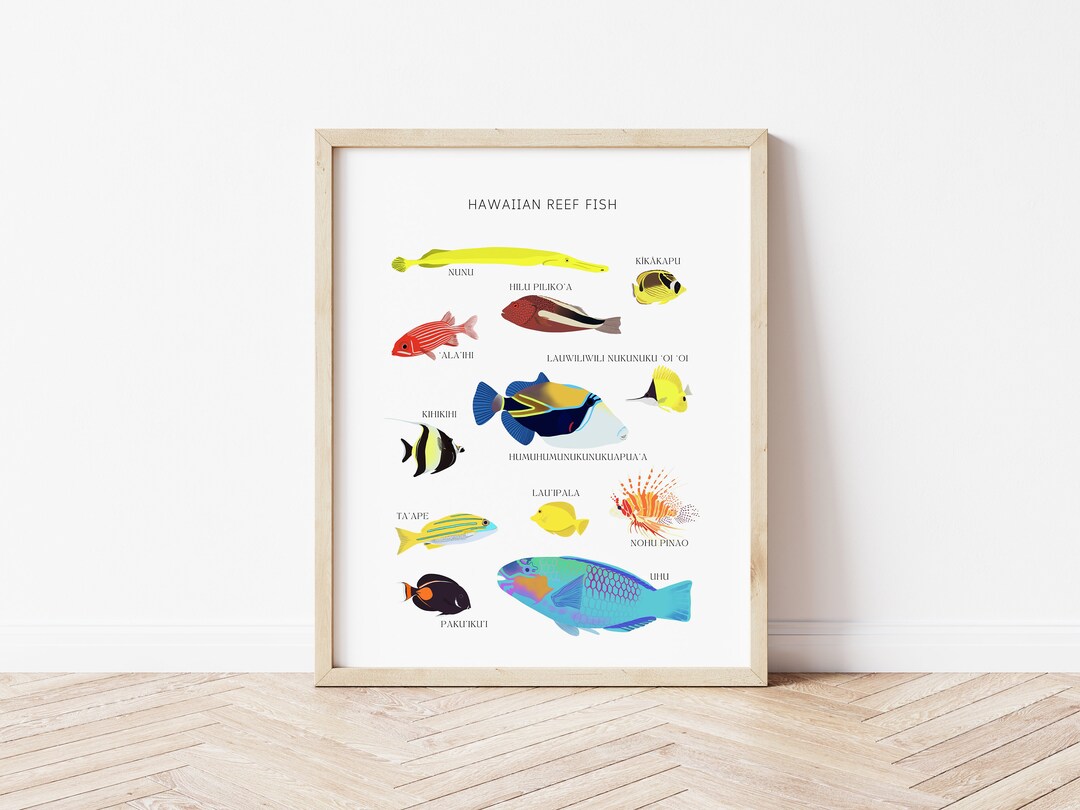 Hawaii Reef Fish Poster, Digital Print, 'Ōlelo Hawai'i, Hawaiian ...