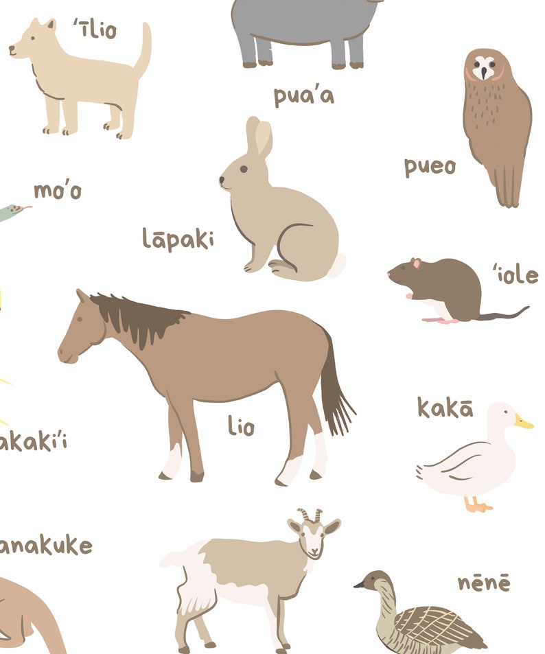 Animals in Hawaii, 'ōlelo Hawai'i, Holoholona Poster, Digital Download ...