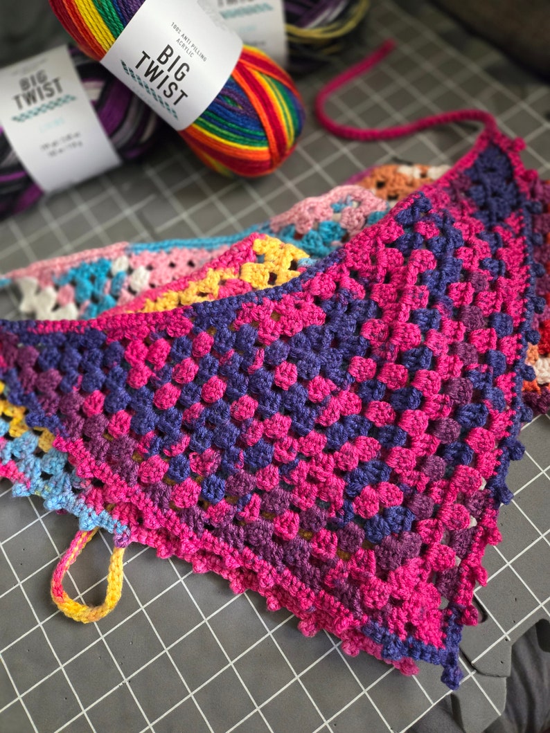 Crochet Pride Bandana - Simple Granny Triangle Bandana - Etsy