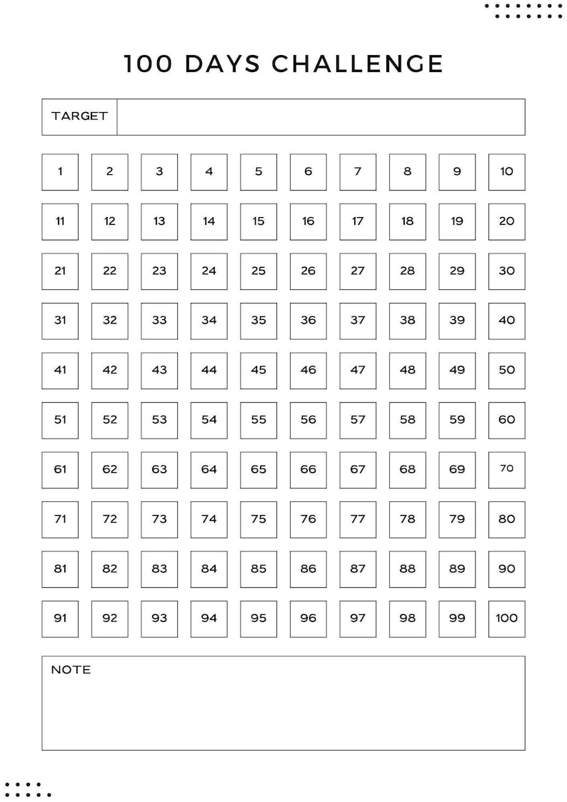 100 Day Challenge Digital Habit Tracker - Etsy