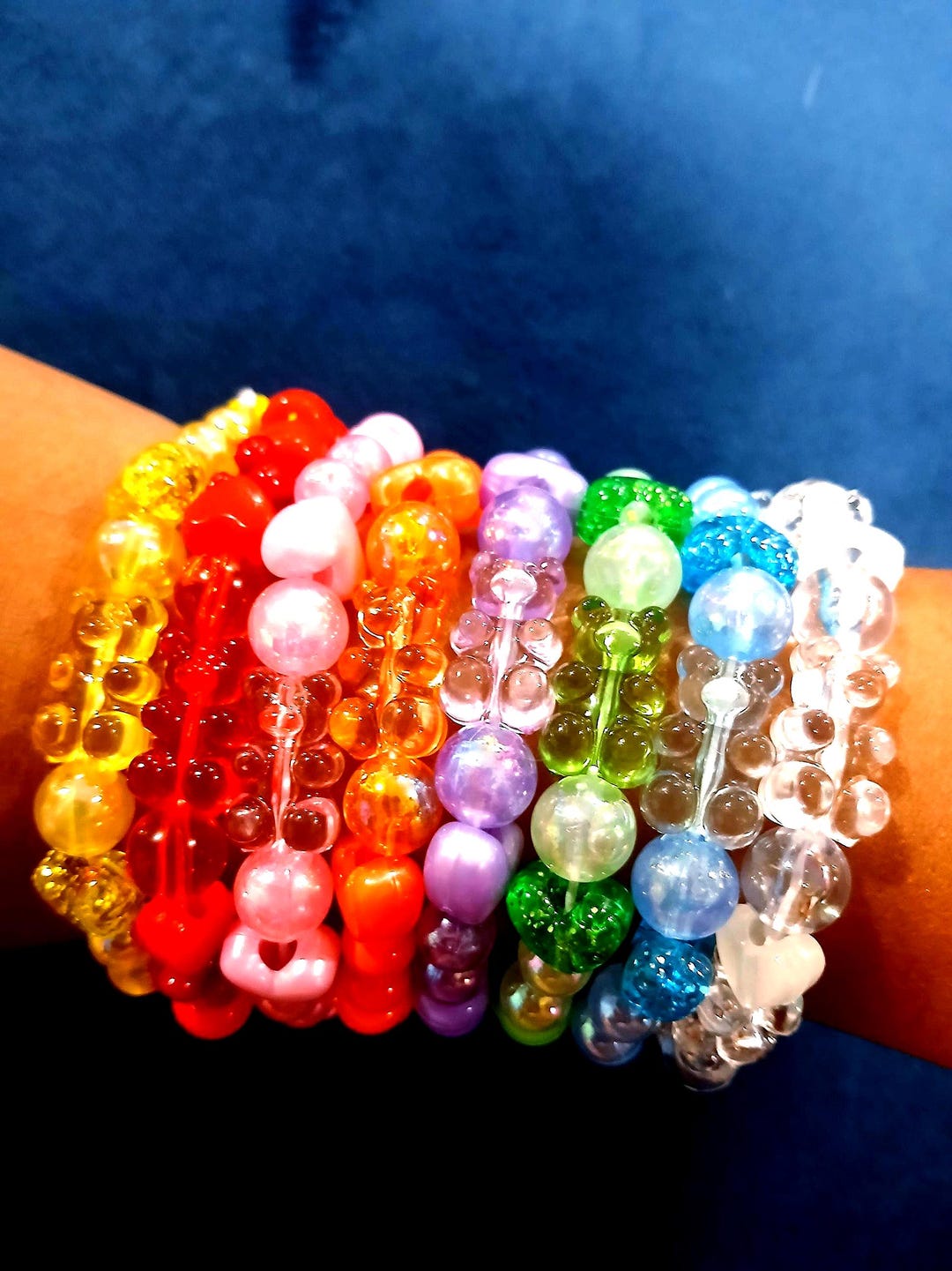 Kandi Gummy Bear Bracelets,iridescent Bubble Bracelets, Metallic Kandi Bracelets,fairykei,decora ...