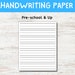 Practice Writing Paper, Penmanship Paper, Blank Handwriting Worksheet ...