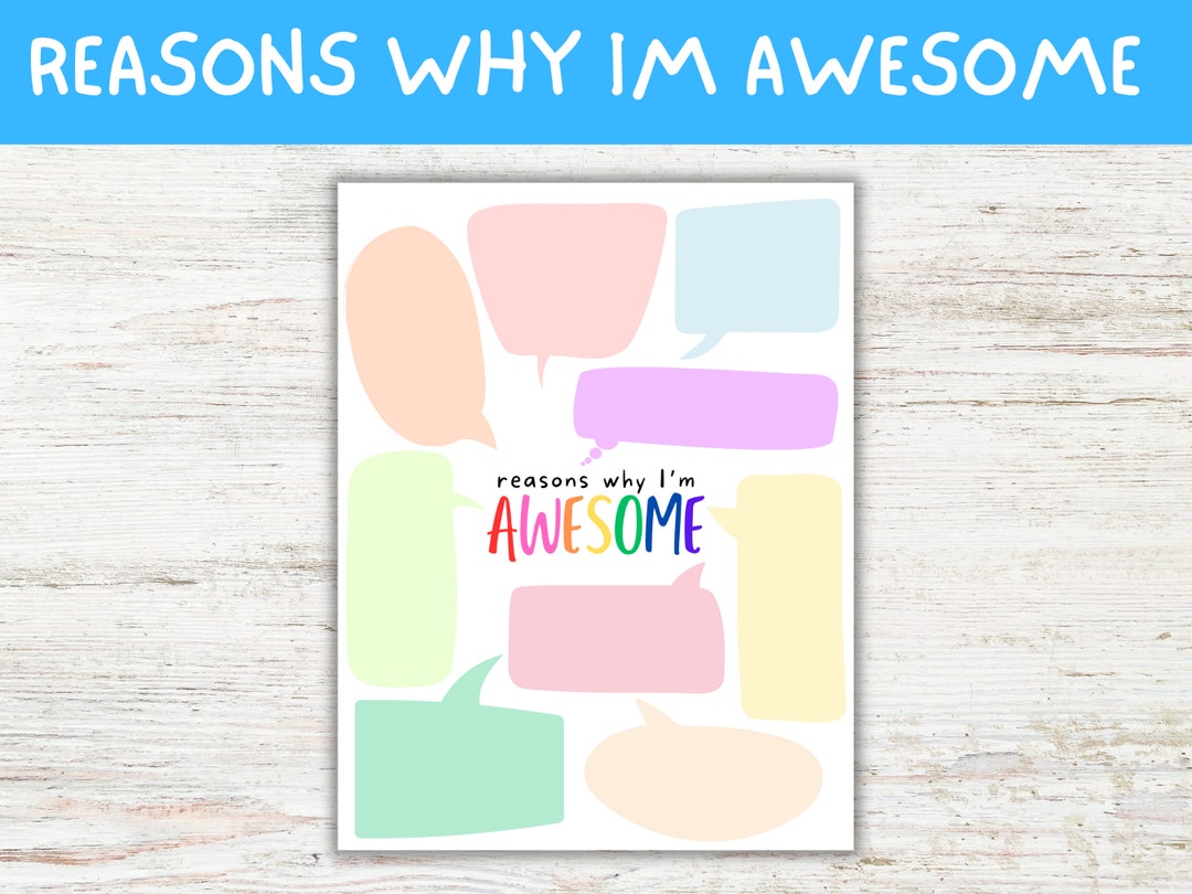 Reasons Why I’m Awesome, Self Worth Worksheet, Self Esteem Activity ...