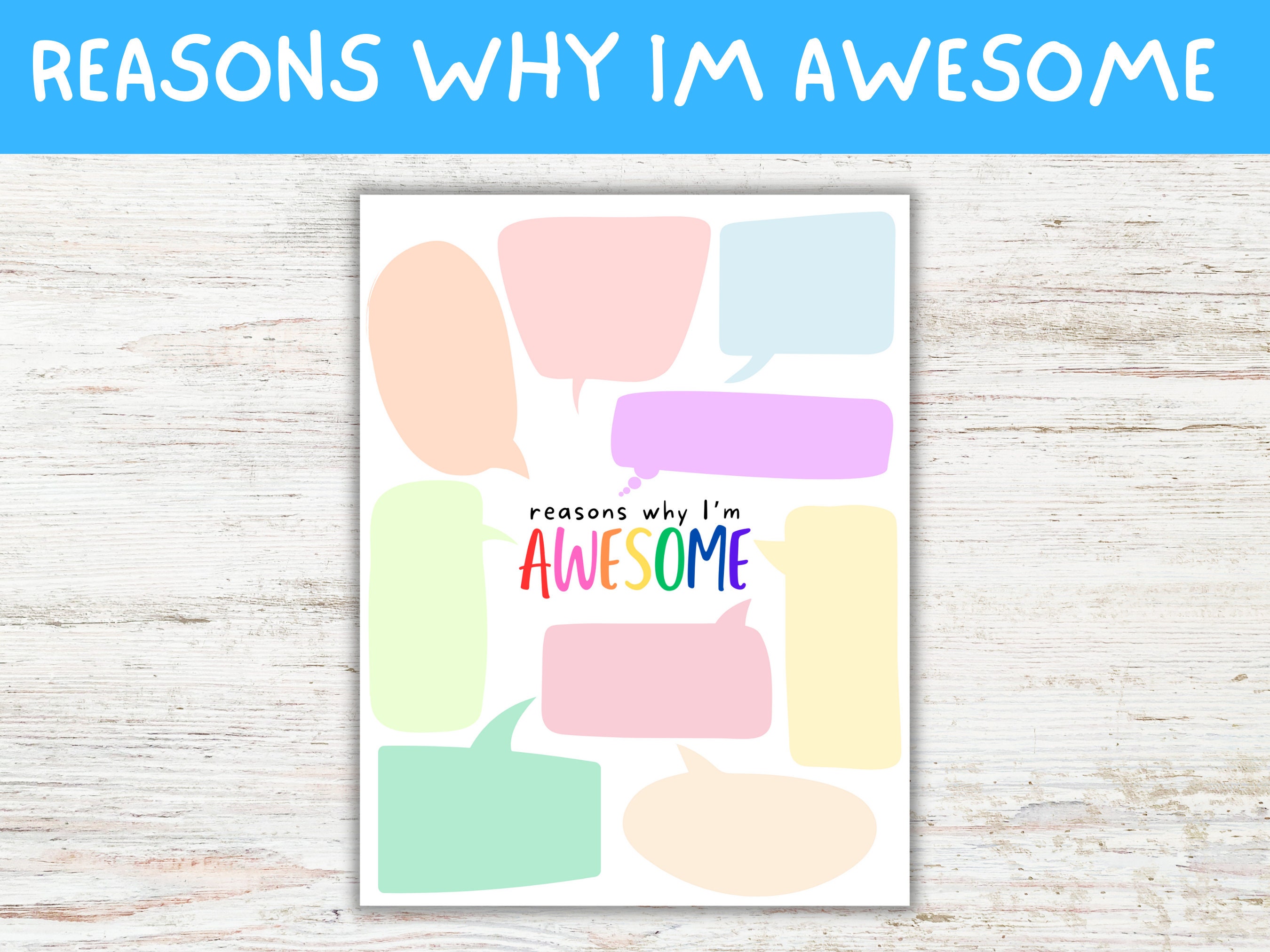 Reasons Why I’m Awesome, Self Worth Worksheet, Self Esteem Activity ...
