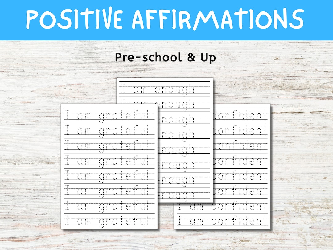 Positive Affirmations for Kids, Kids Tracing Sheet, Handwriting ...