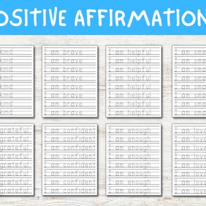 Positive Affirmations for Kids, Kids Tracing Sheet, Handwriting ...