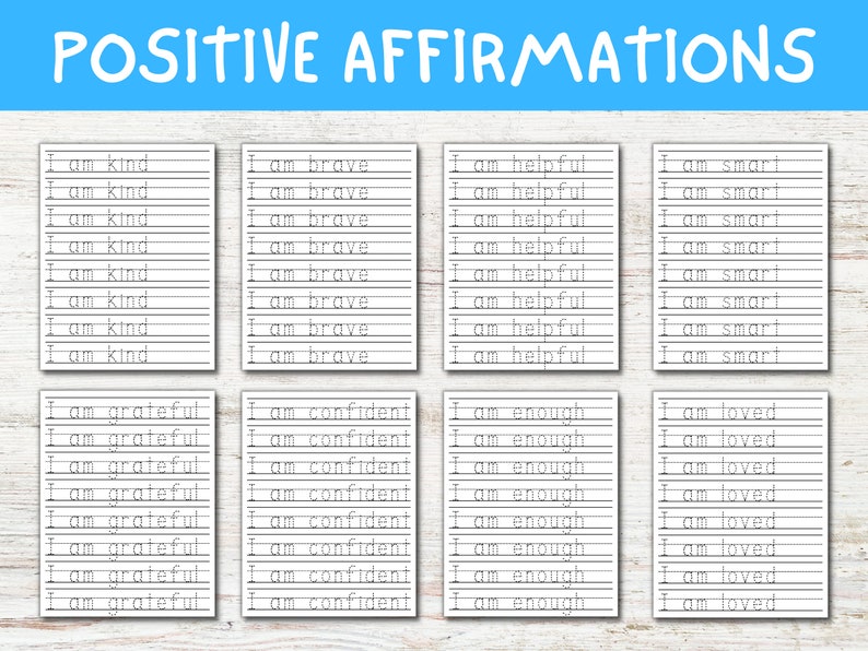 Positive Affirmations for Kids, Kids Tracing Sheet, Handwriting ...