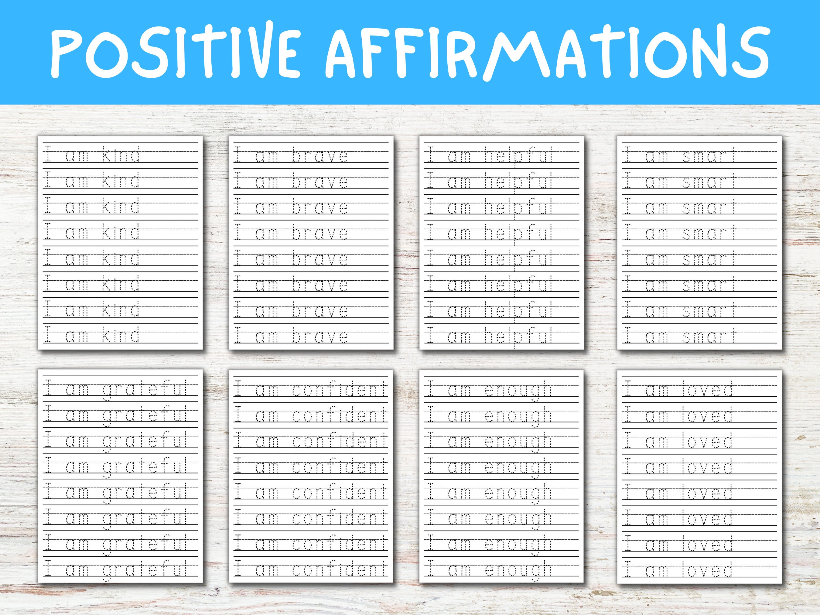 Positive Affirmations for Kids, Kids Tracing Sheet, Handwriting ...