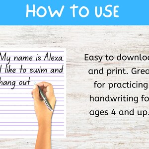 Practice Writing Paper, Penmanship Paper, Blank Handwriting Worksheet ...