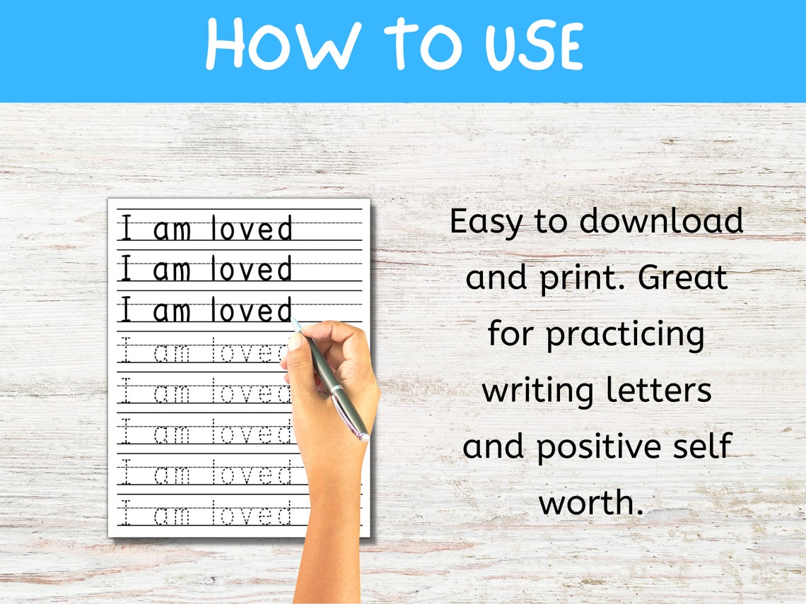 Positive Affirmations for Kids, Kids Tracing Sheet, Handwriting ...