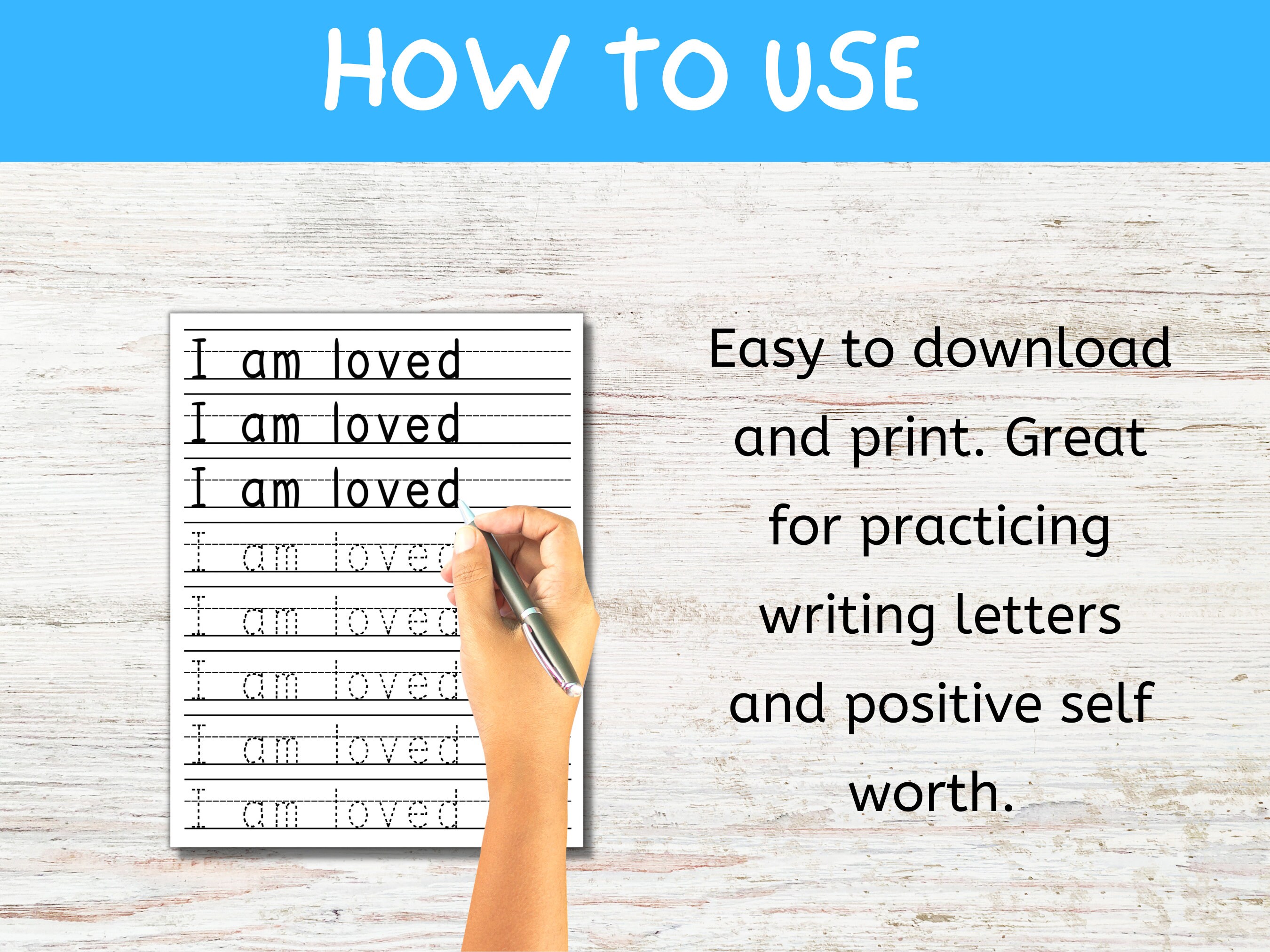 Positive Affirmations for Kids, Kids Tracing Sheet, Handwriting ...