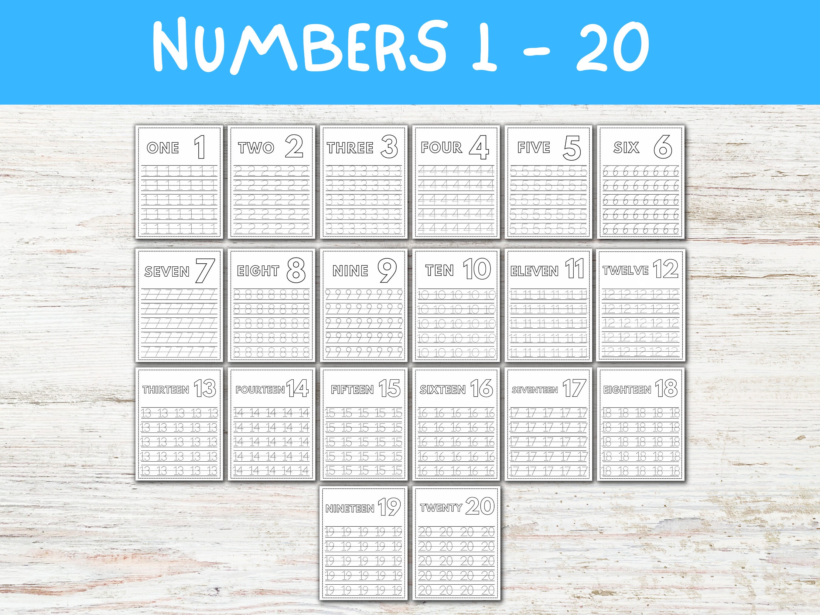 Number Tracing Worksheet 1-20, Number Tracking, Handwriting Practice ...