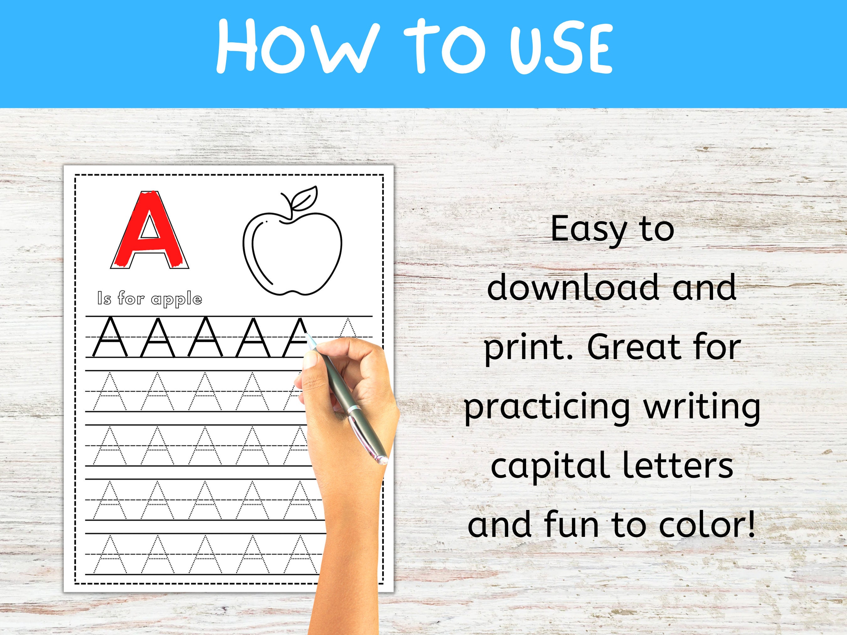 Kids Handwriting Practice, Alphabetical Capital Letters, Kids Coloring ...