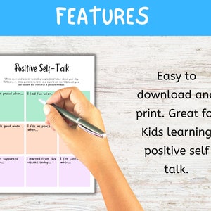 Positive Self Talk Worksheet for All Ages, Self Help Journal Page ...