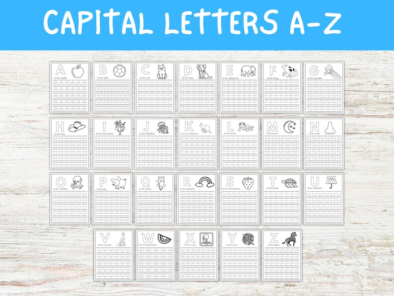 Kids Handwriting Practice, Alphabetical Capital Letters, Kids Coloring ...