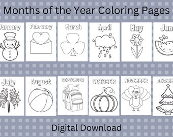 Months of the Year Coloring Pages Printable - Etsy