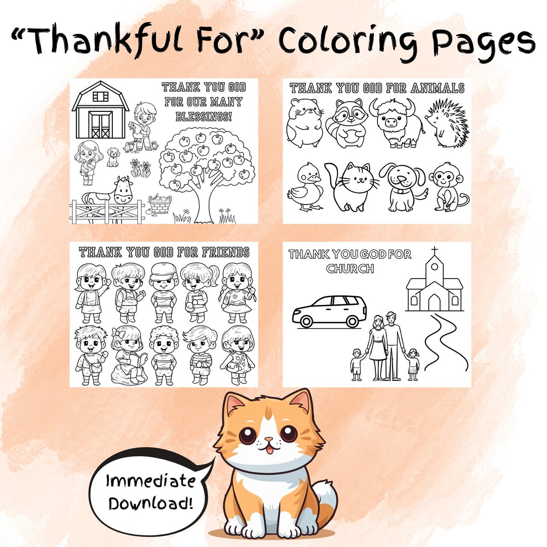 Thankful For...coloring Pages - Etsy