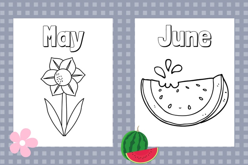 Months of the Year Printable Coloring Pages - Etsy