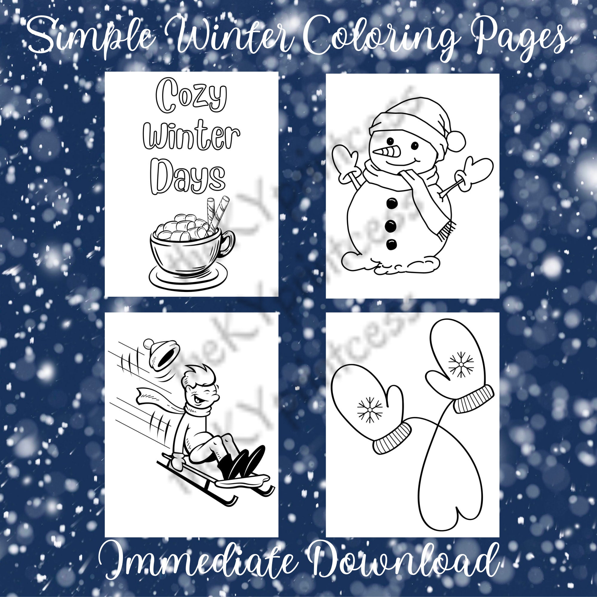 Simple Winter Coloring Pages - Digital Download - Etsy