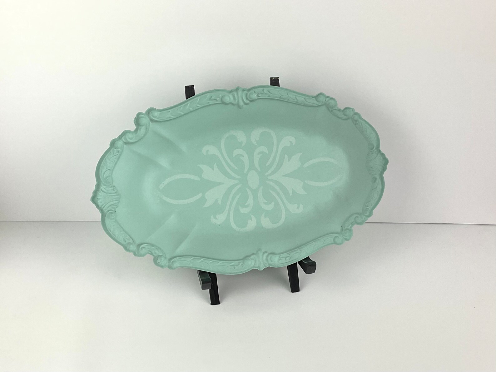 Aqua Chalk Painted Silver Plate Tray: Upcycled Vintage Trinket Dish - Etsy