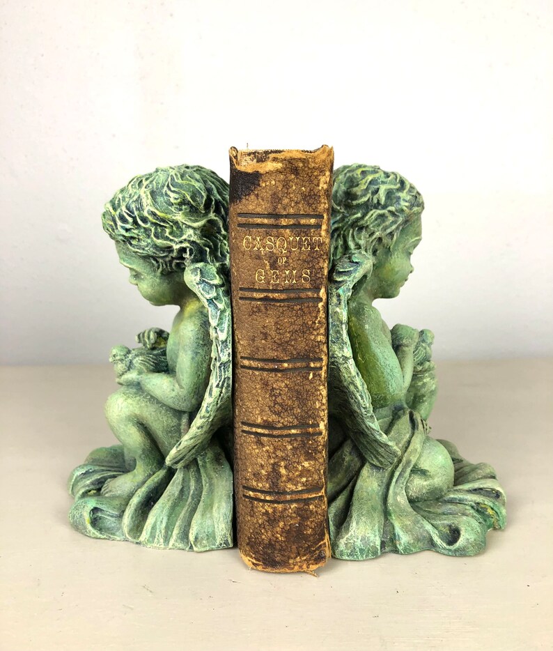 Angel Bookends, Upcycled Vintage Bookends, Heavy Resin Bookends, Hand ...