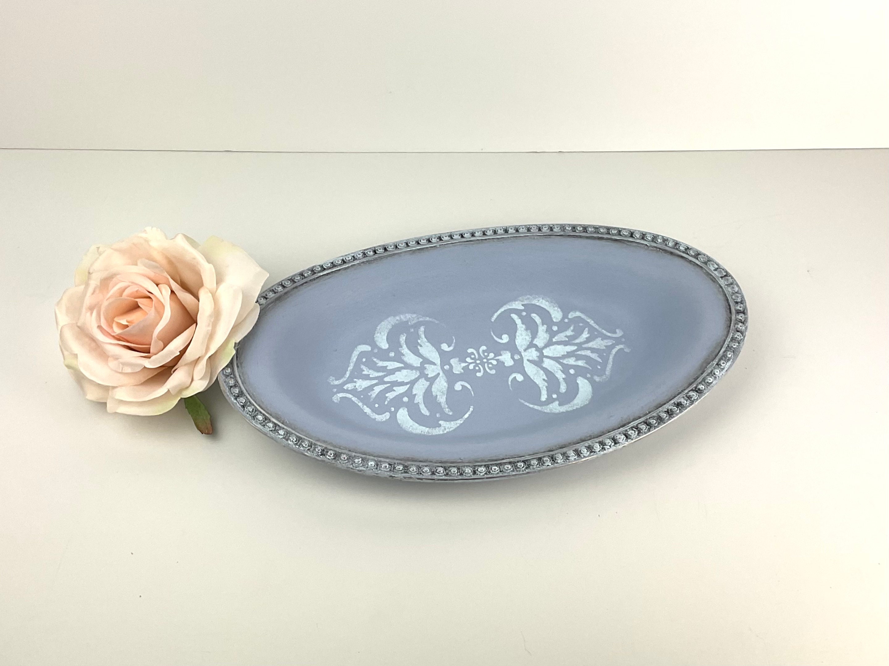 Light Blue Painted Sliver Plate Tray, Upcycled Silver Tray, Chalk ...