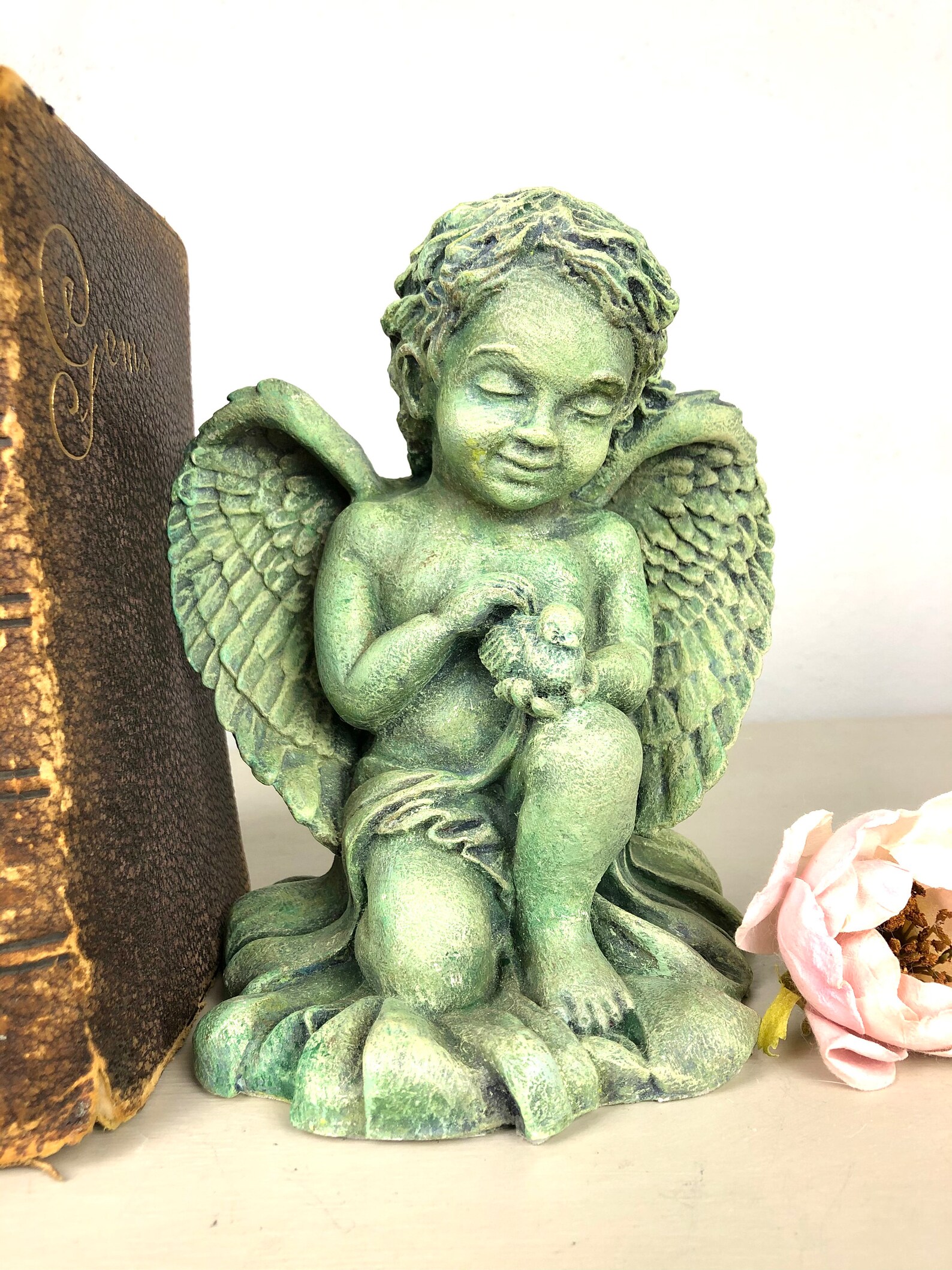 Angel Bookends, Upcycled Vintage Bookends, Heavy Resin Bookends, Hand ...